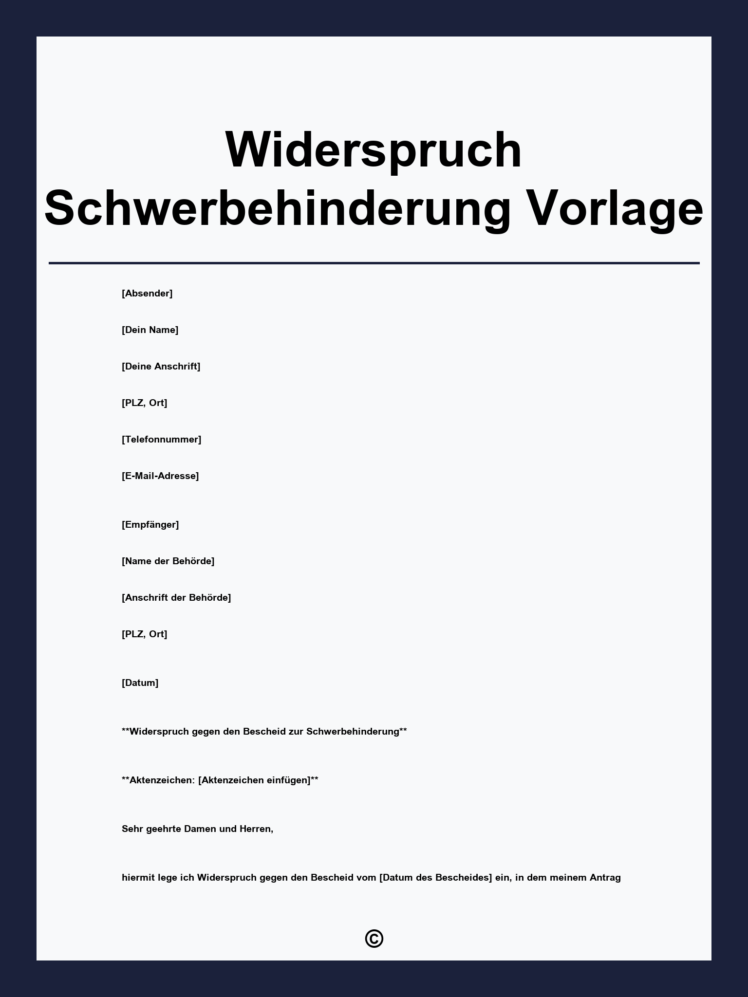 Widerspruch Schwerbehinderung Vorlage